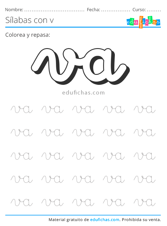 Letra V - Sílabas y Palabras con V - Consonantes para Imprimir (PDF)