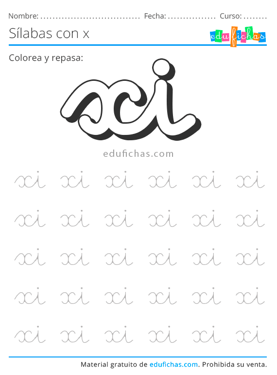 Letra X - Sílabas y Palabras con X - Consonantes para Imprimir (PDF)