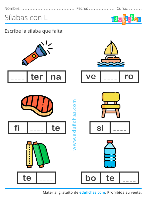 Aprender la letra L - Fichas de Letras Consonantes para Imprimir (PDF)