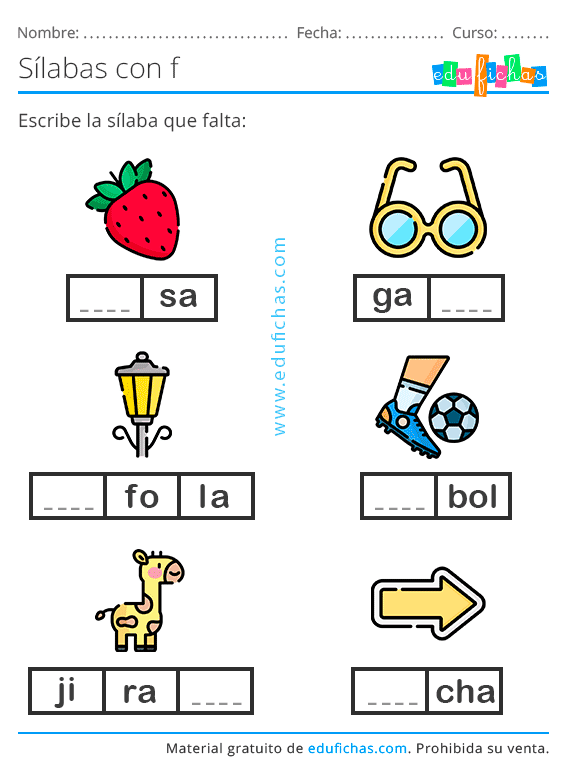 Aprender la letra F - Fichas de Letras Consonantes para Imprimir (PDF)