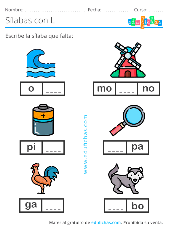 Aprender la letra L - Fichas de Letras Consonantes para Imprimir (PDF)