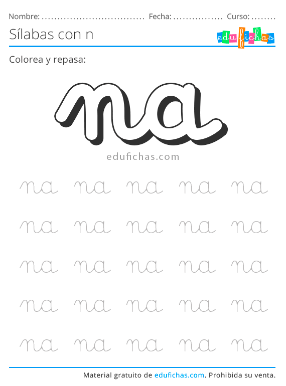 Letra N - Sílabas y Palabras con N - Consonantes para Imprimir (PDF)