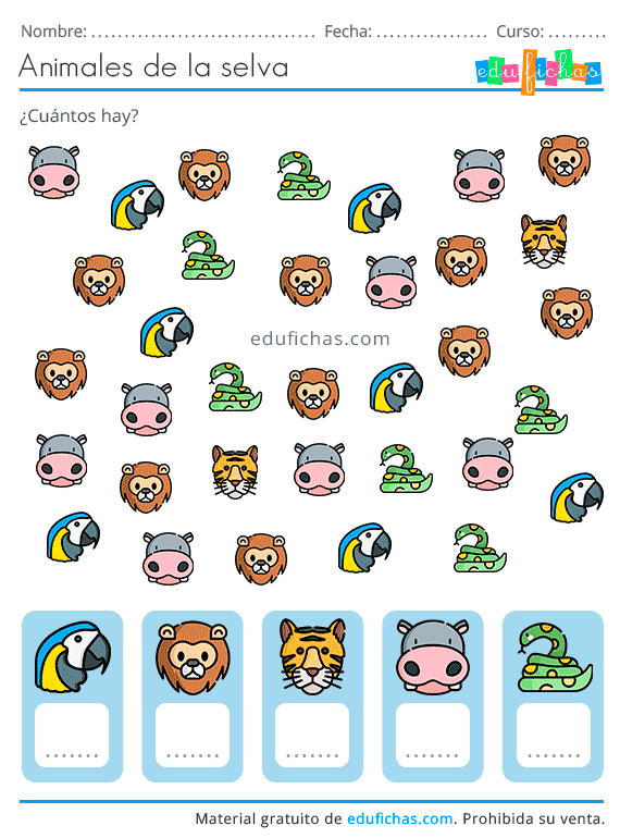 Animales de la Selva para Niños - Fichas, Fotos y Recortables GRATIS