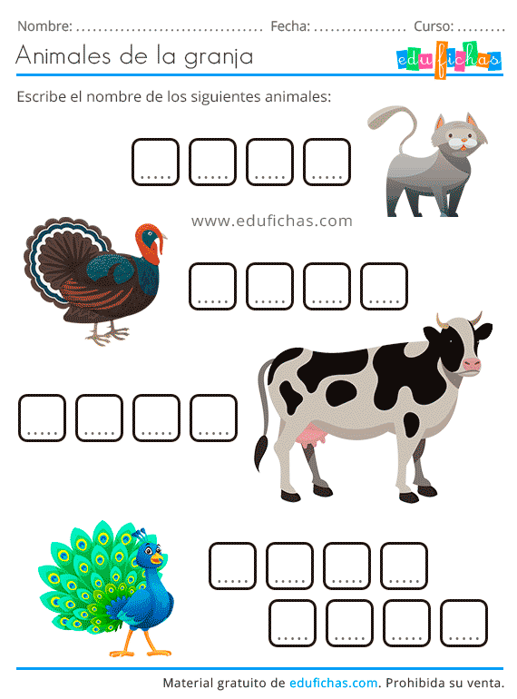 Animales de la Granja - Fotos, Fichas y Juegos para Imprimir GRATIS
