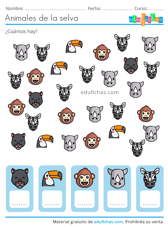 Animales de la Selva para Niños - Fichas, Fotos y Recortables GRATIS