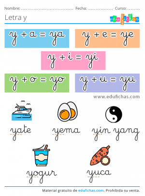 Letra Y - Sílabas y Palabras con Y - Consonantes para Imprimir (PDF)