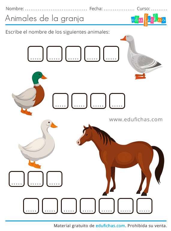 Animales de la Granja - Fotos, Fichas y Juegos para Imprimir GRATIS