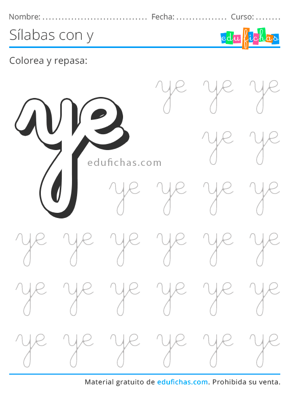 Letra Y - Sílabas y Palabras con Y - Consonantes para Imprimir (PDF)