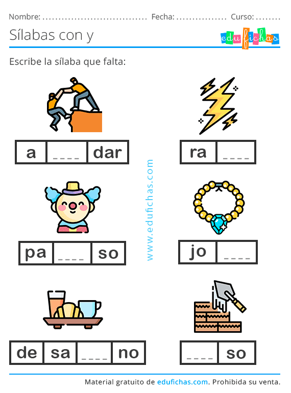 Letra Y - Sílabas y Palabras con Y - Consonantes para Imprimir (PDF)