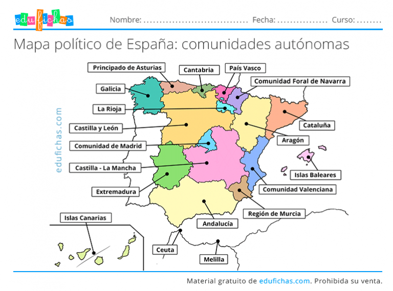 Mapa político de España - Cuadernos para niños