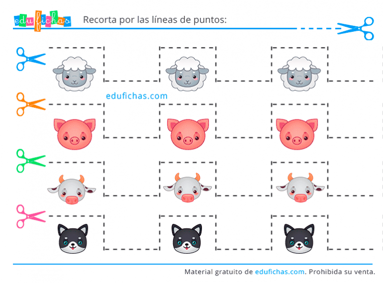 Fichas con dibujos para recortar - Cuadernos para niños