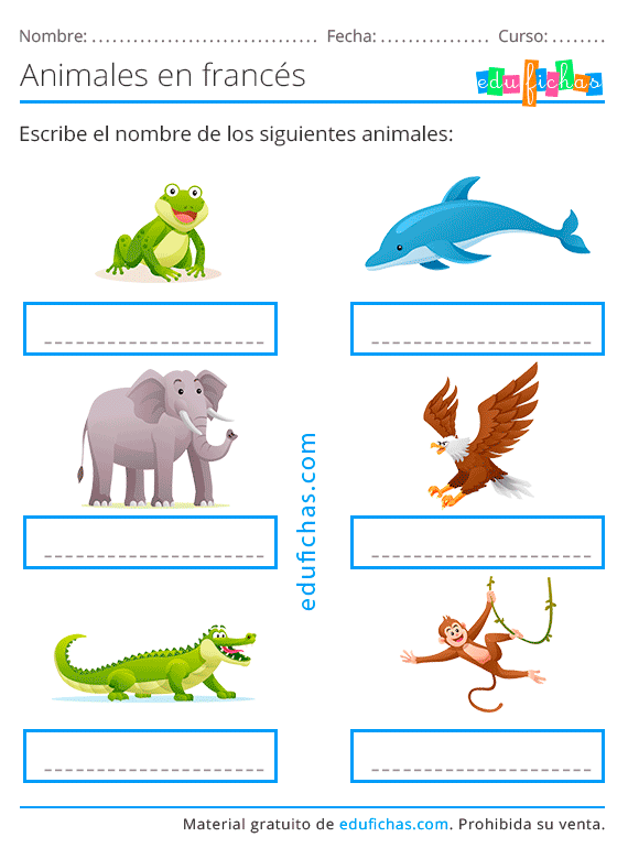 Animales En Francés Actividades Para Imprimir Gratis Pdf