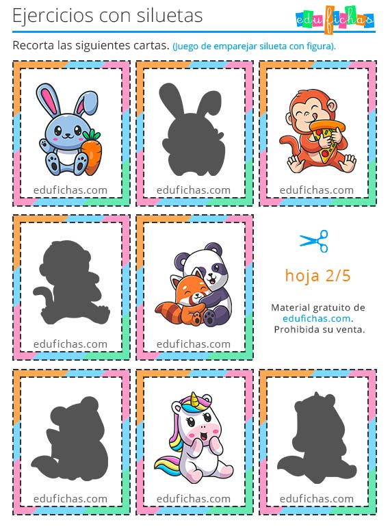 Ejercicios de Atención con Siluetas. Estimulación Cognitiva PDF