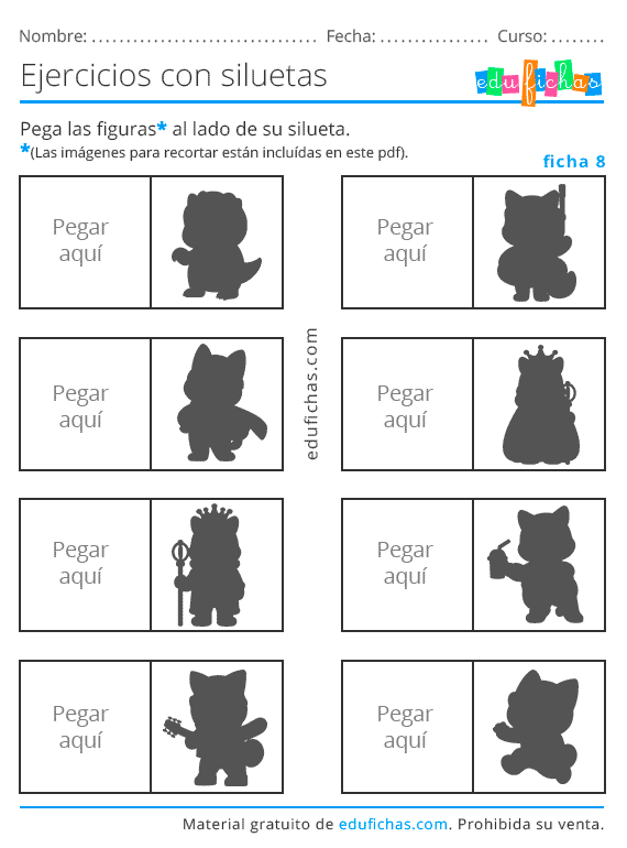 Ejercicios de Atención con Siluetas. Estimulación Cognitiva PDF