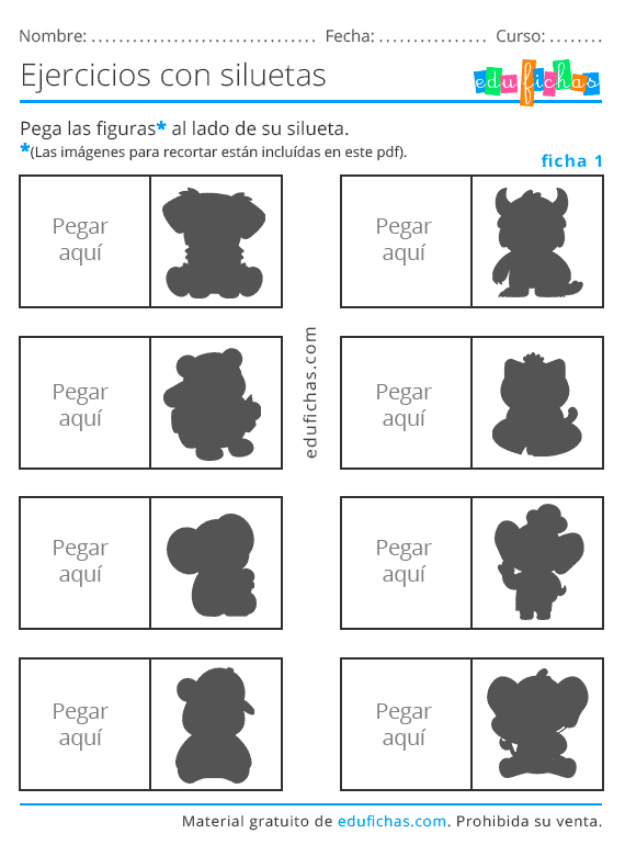 Ejercicios de Atención con Siluetas. Estimulación Cognitiva PDF