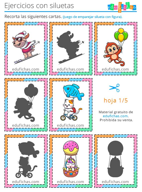 Ejercicios de Atención con Siluetas. Estimulación Cognitiva PDF