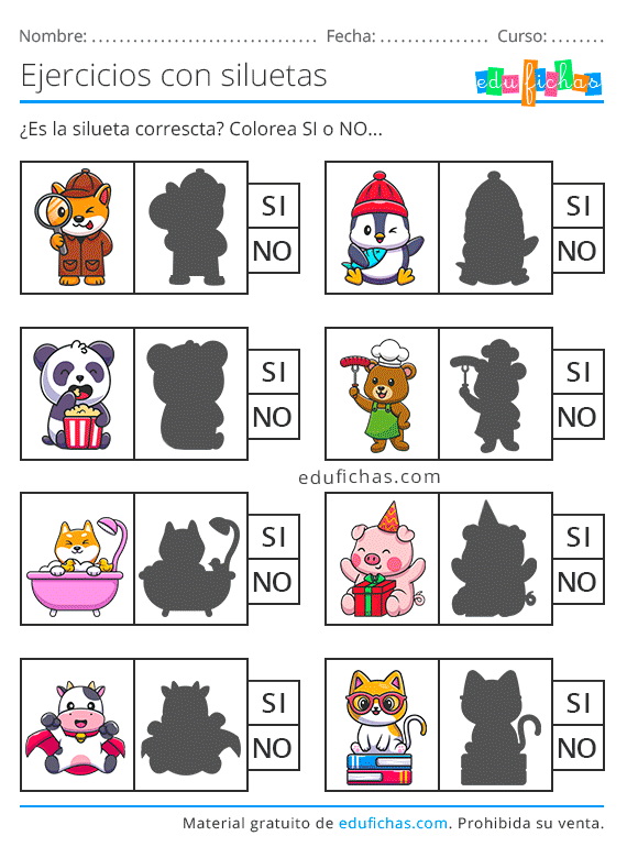 Ejercicios de Atención con Siluetas. Estimulación Cognitiva PDF