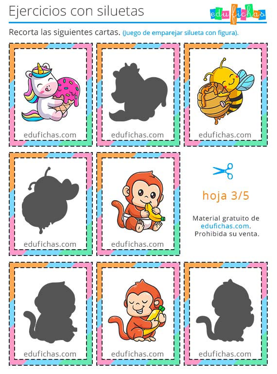 Ejercicios de Atención con Siluetas. Estimulación Cognitiva PDF