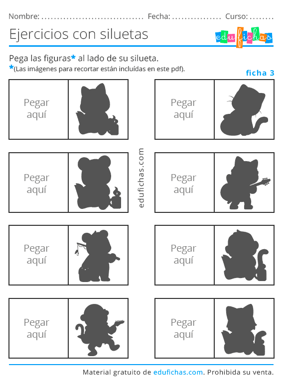 Ejercicios de Atención con Siluetas. Estimulación Cognitiva PDF